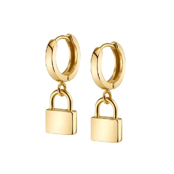 Jewelry | Sterling Silver 18k Gold Plated Lock Earrings | Poshmark